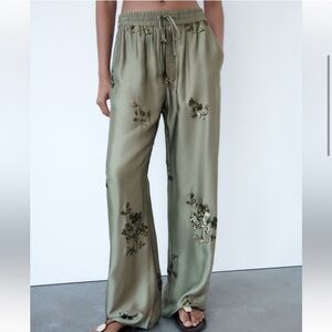 Zara | Tops | Zara Set Sequin Satin Effect Shirt And Pants | Poshmark